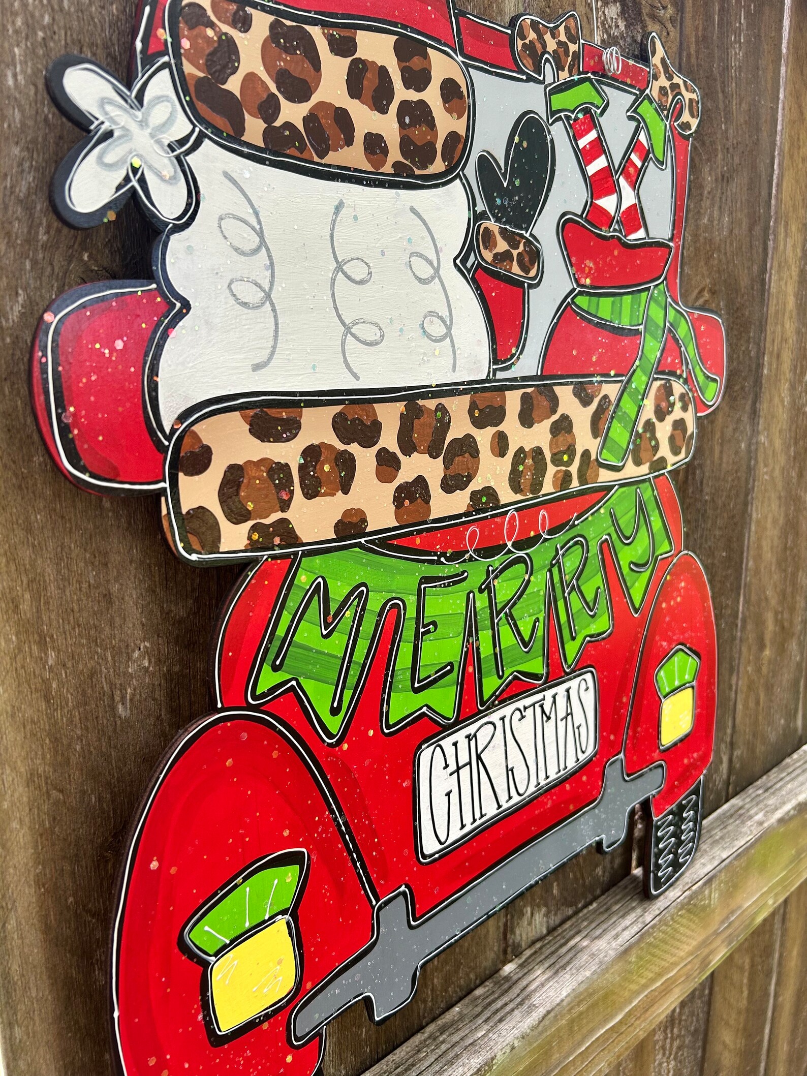 Christmas Door Hanger, Santa Door Hanger, Little Red Truck Door Hanger ...
