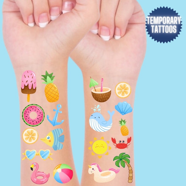 Pool Party Temporary Tattoos - Etsy