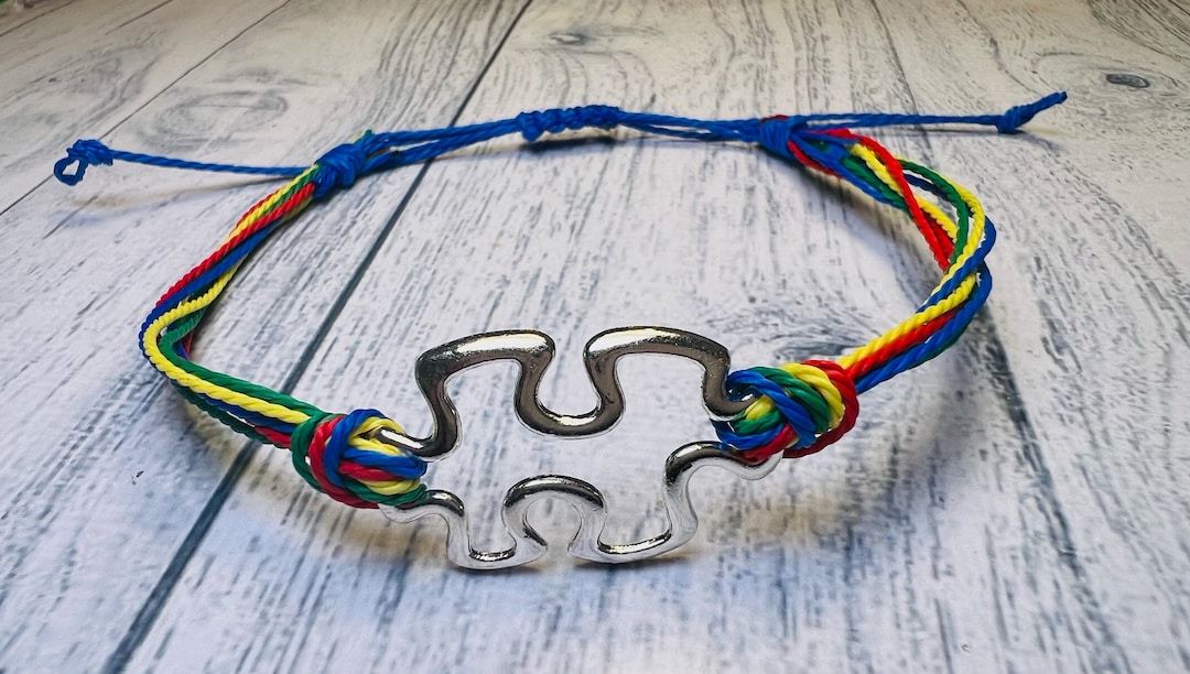 Autism Awareness Puzzle Piece Connector Bracelet, Adjustable Chain ...