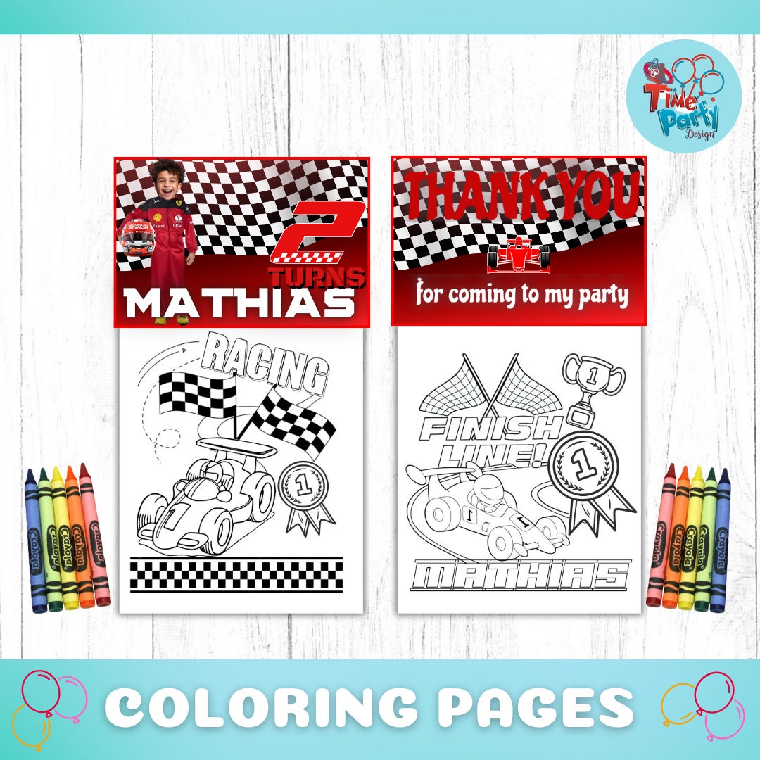 Personalized Race Car Coloring Pages, Crayons Party Favors - Etsy Australia