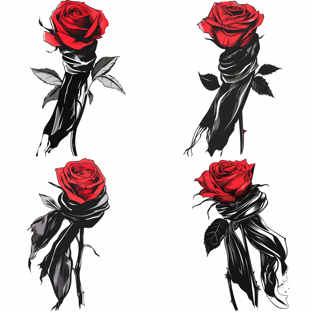 Red Rose Bud Logo Set Digital Download - Etsy