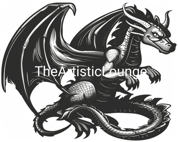 Minimalist Dragon Vector Art Digital Download - Etsy