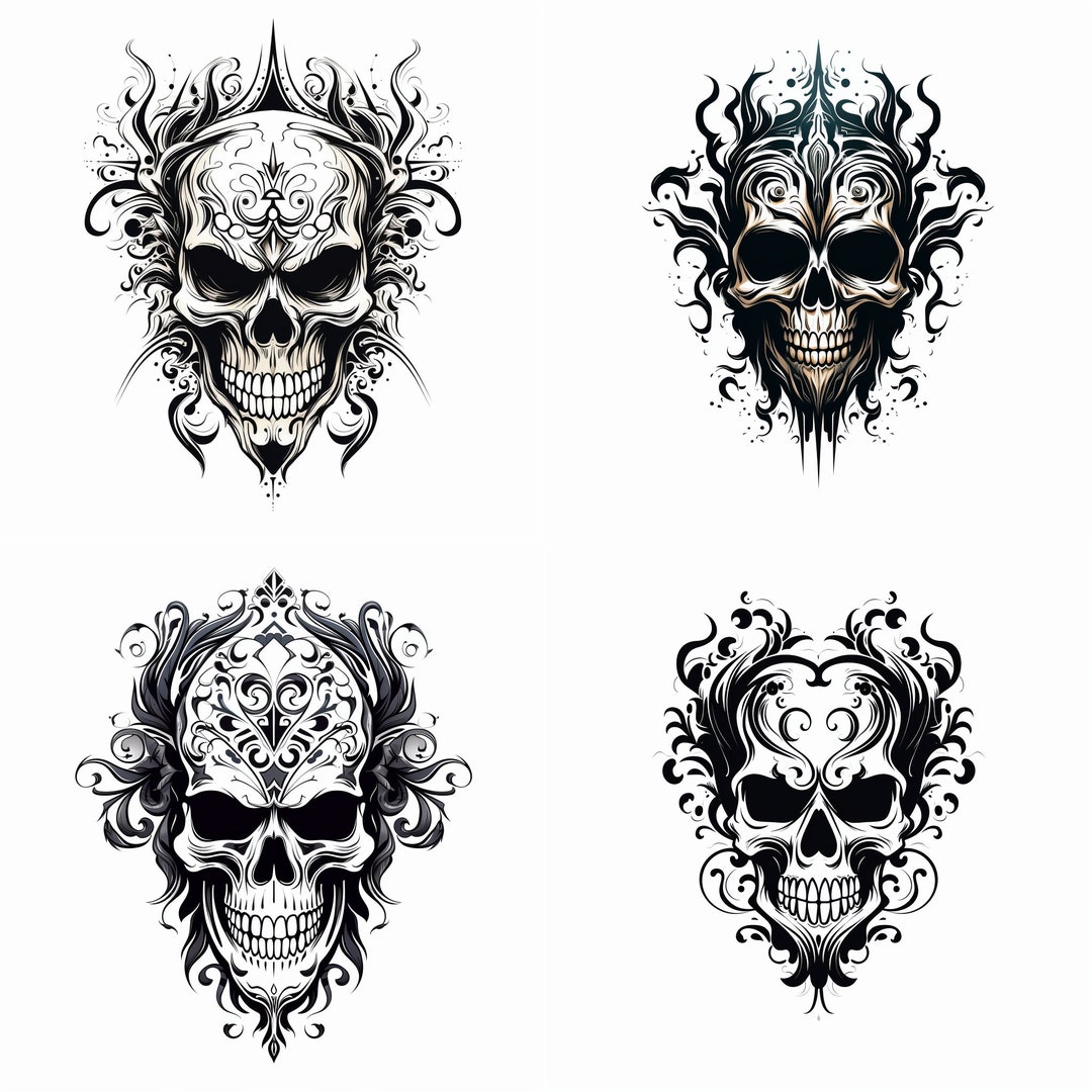Black Skull Vector Set Digital Download - Etsy