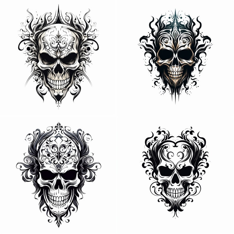 Black Skull Vector Set Digital Download - Etsy