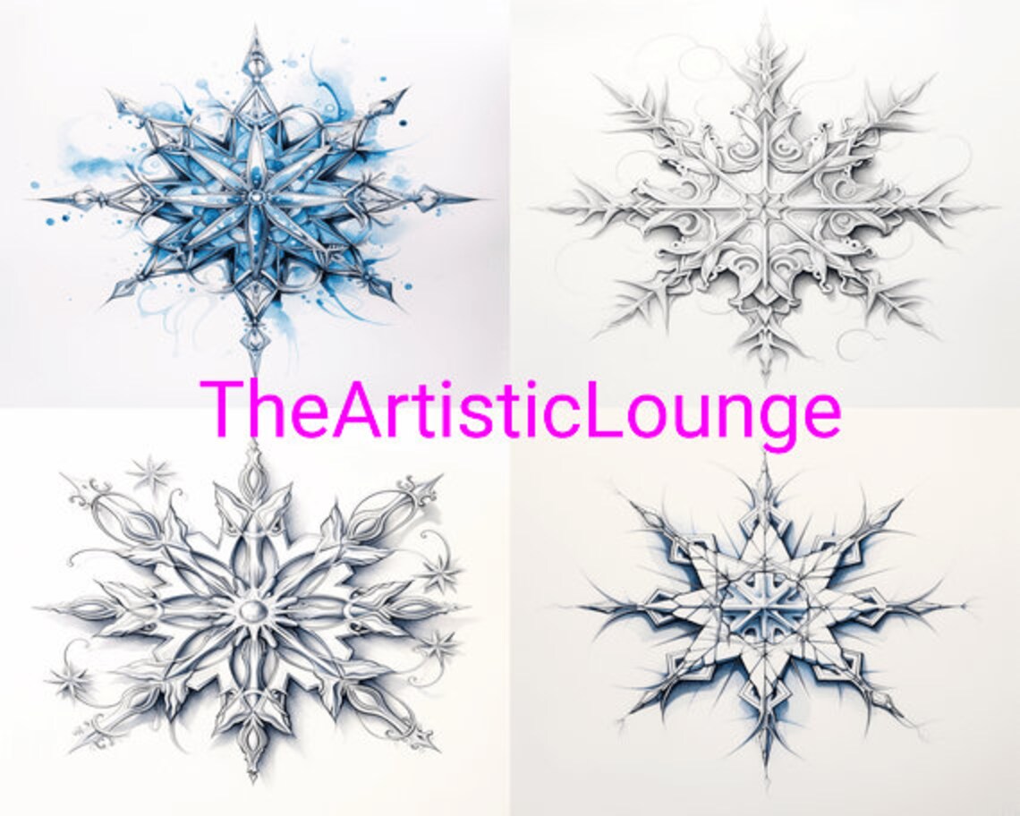 Snowflake Sketch Collection - Set of 4 Digital Downloads - Etsy