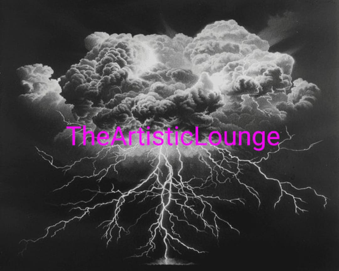 Electric Storm: Realistic Pencil Drawing of Thundercloud and Lightning ...