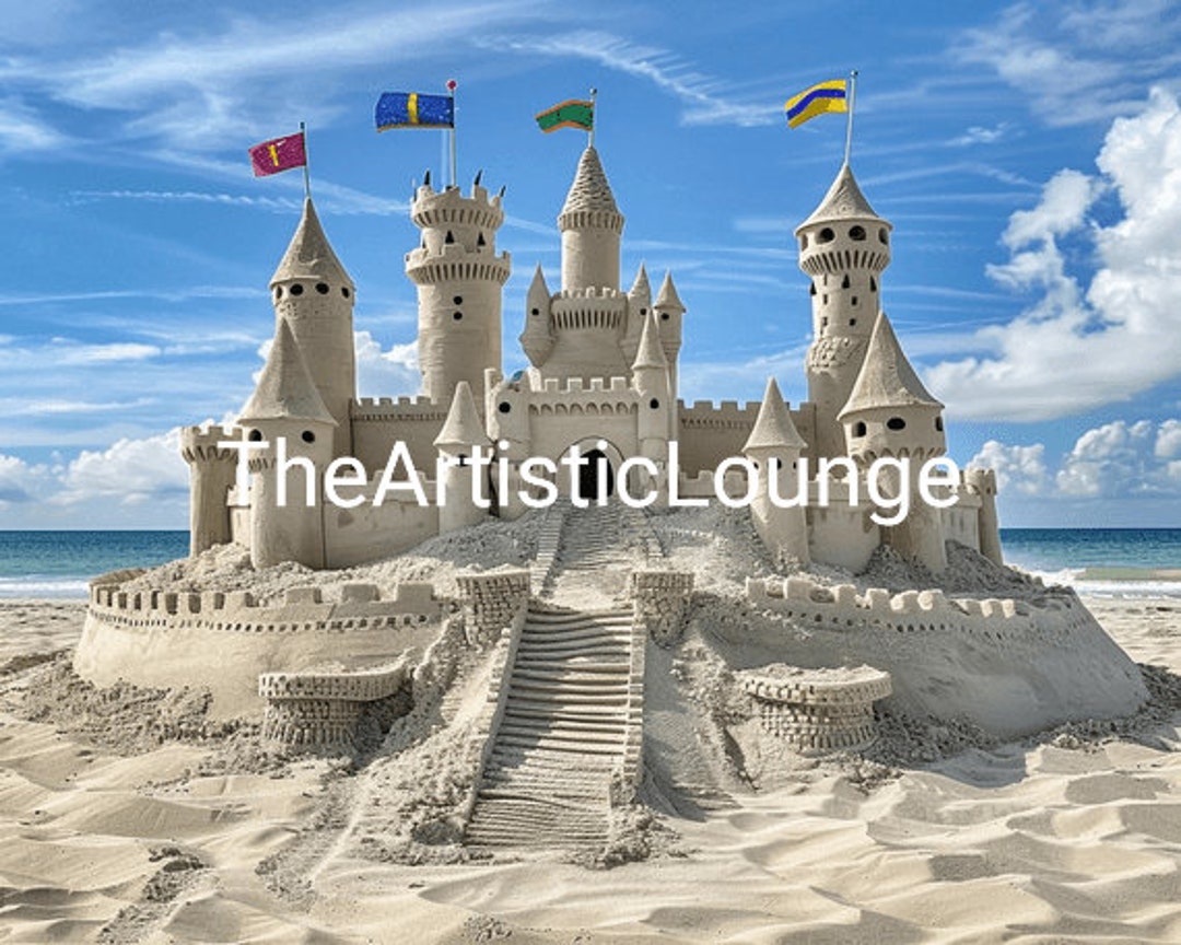Sandcastle With Flags - Digital Download - Delightful Beach Wall Art ...