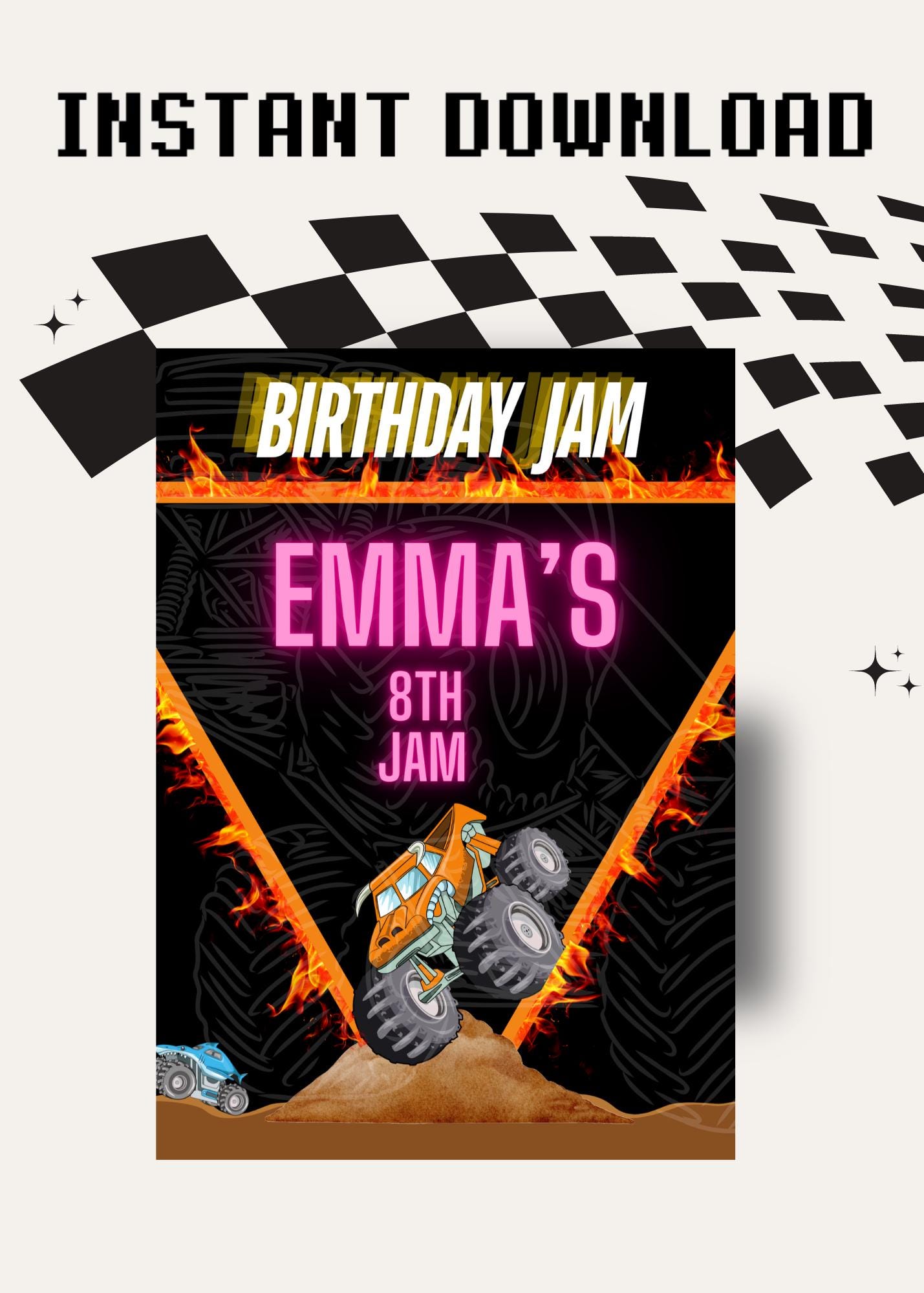 Editable, Monster Jam Birthday Party Invitation, Monster Truck, Monster ...