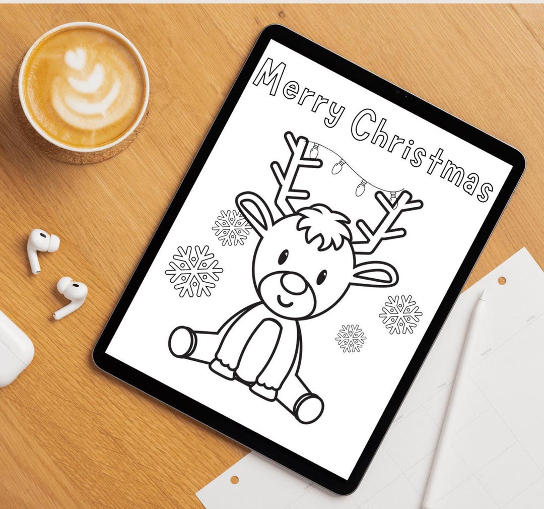 Editable Text, Coloring Page, Reindeer Coloring, Merry Christmas ...