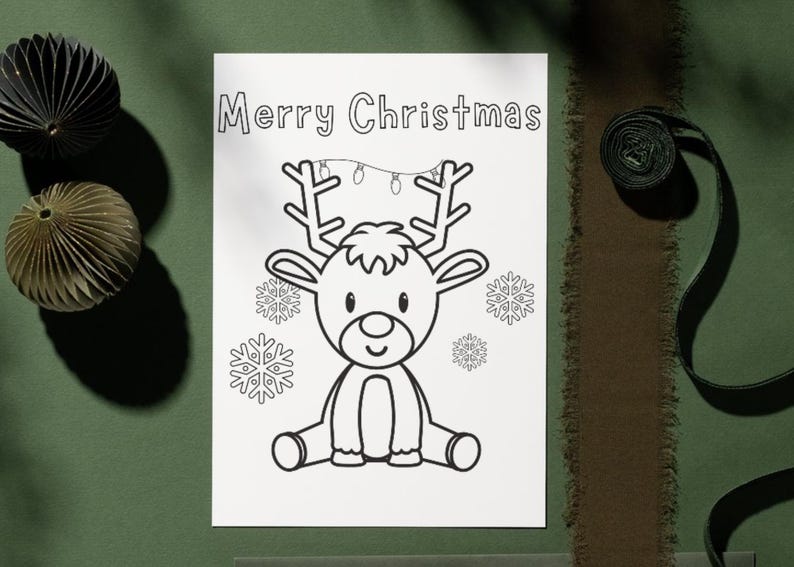 Editable Text, Coloring Page, Reindeer Coloring, Merry Christmas ...