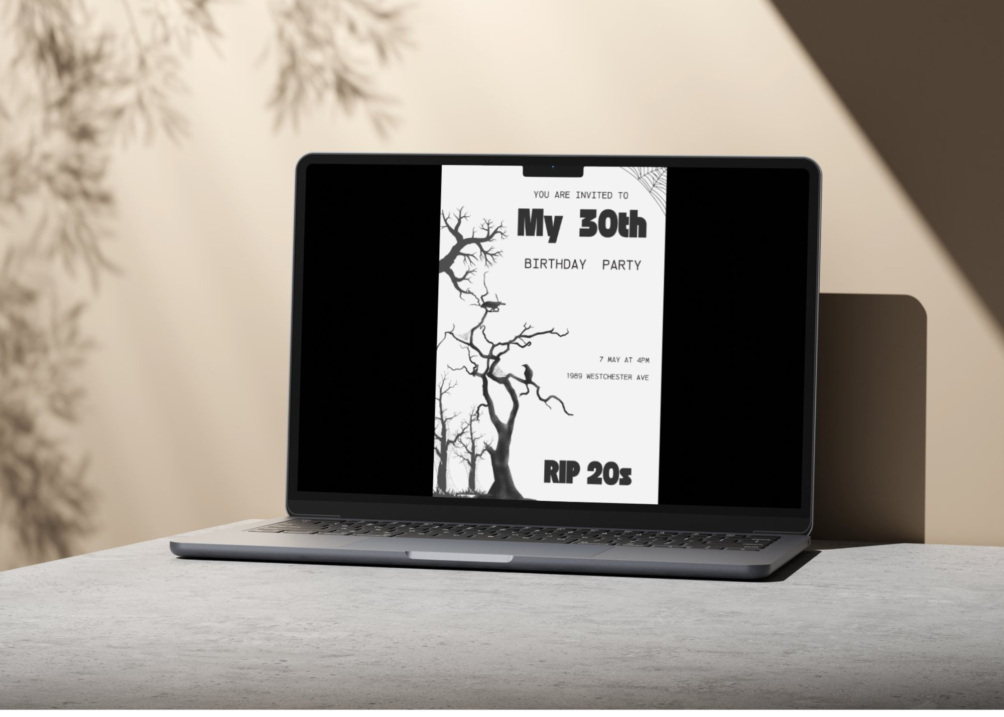 RIP 20s, Birth Day Party, 30s, Invitation, Black, White, Digital ...