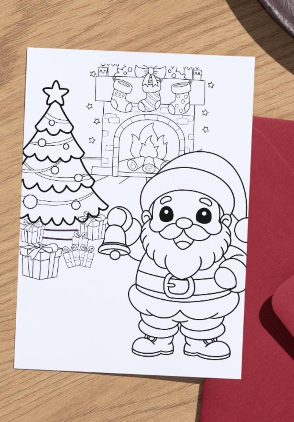 Coloring Page, Santa Claus, Santa Coloring, Christmas Tree, Chimney ...