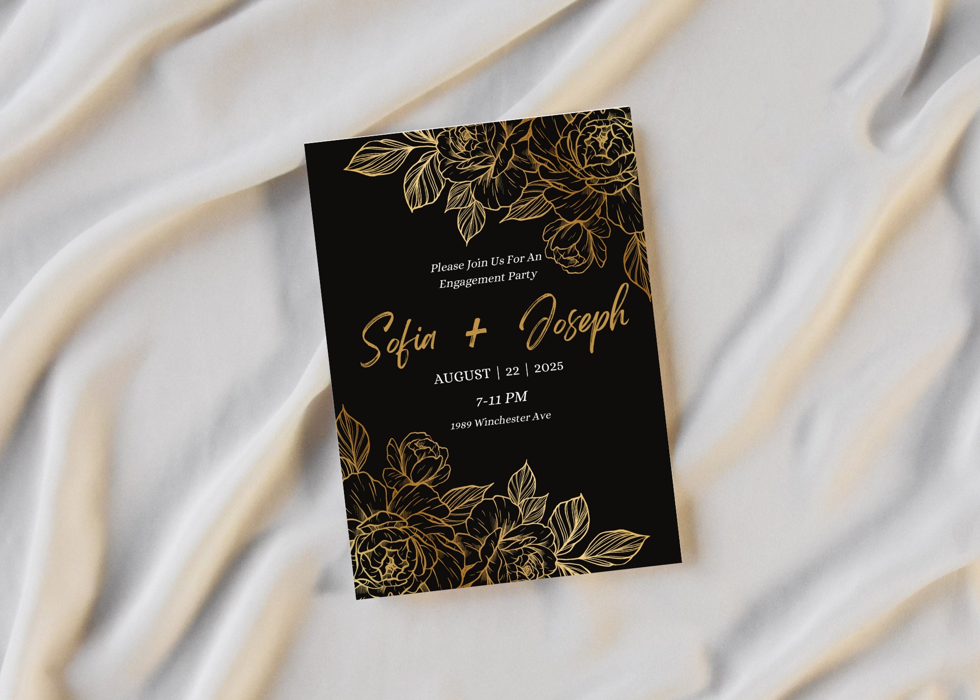 Gold and Black Invitation, Weddings, Birthdays, Anniversaries, Spring ...