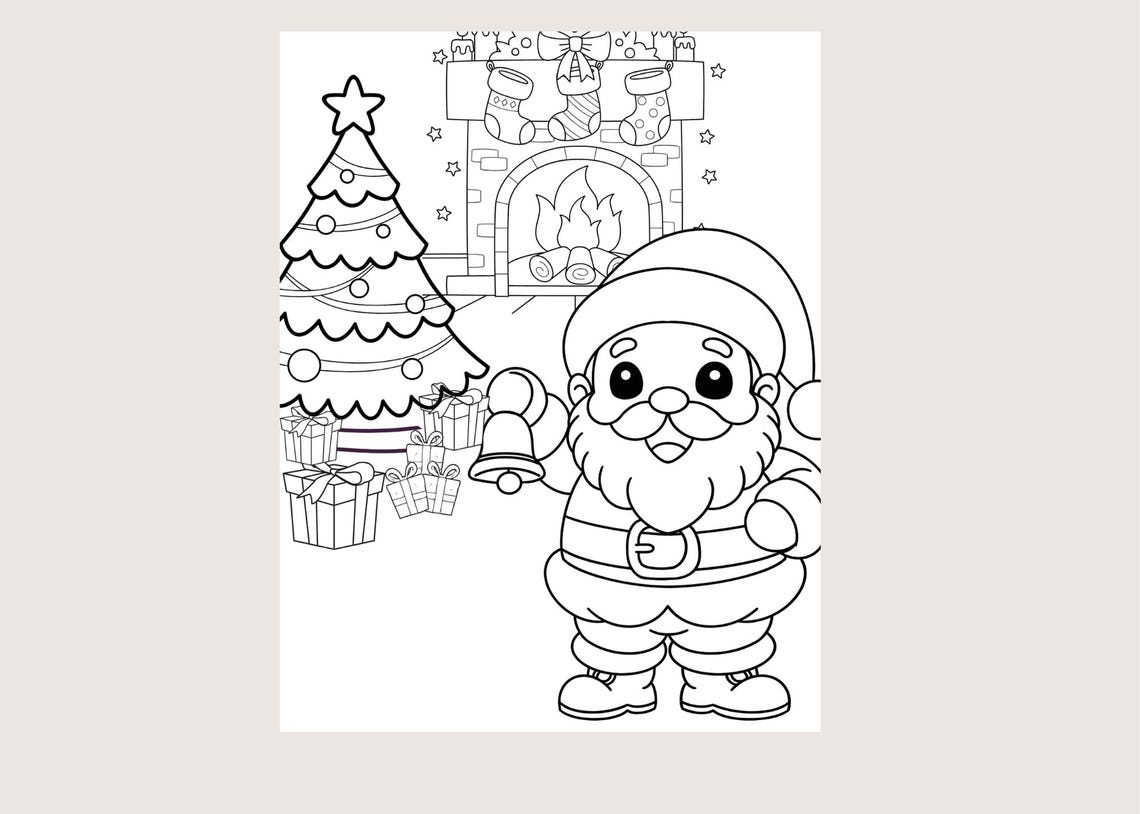 Coloring Page, Santa Claus, Santa Coloring, Christmas Tree, Chimney ...