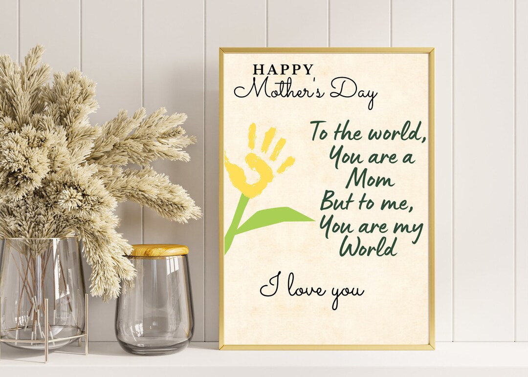 Mothers Day, Handprint Craft, Printable, Happy Mothers Day Card for ...