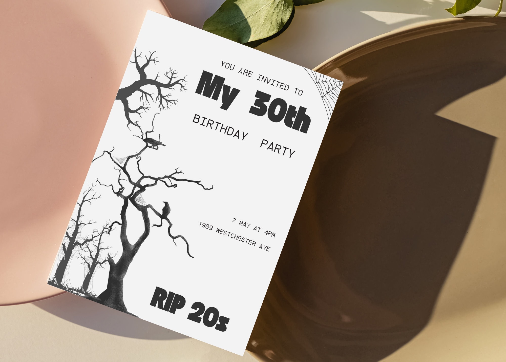 RIP 20s, Birth Day Party, 30s, Invitation, Black, White, Digital ...