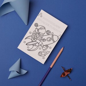 Astronaut Coloring Activity, Space Birthday Party, Rocket Ship, Planets ...