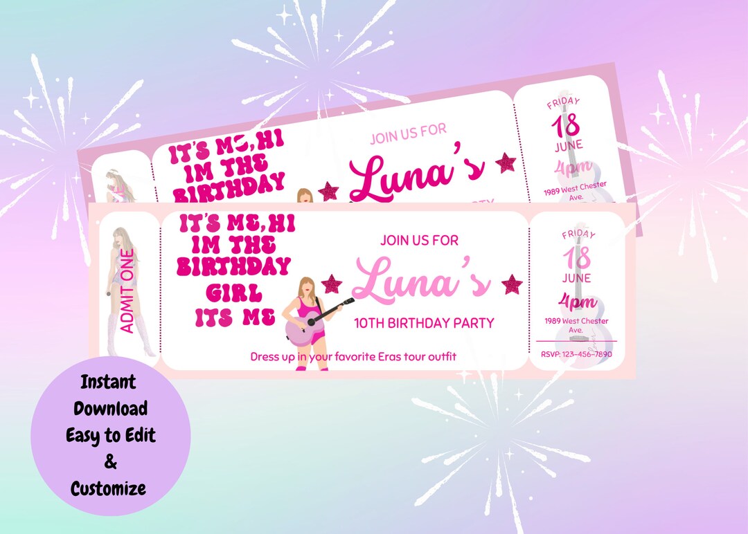 In My Birthday Era, Ticket Stub Invitation, Digital Invitation, It's Me ...
