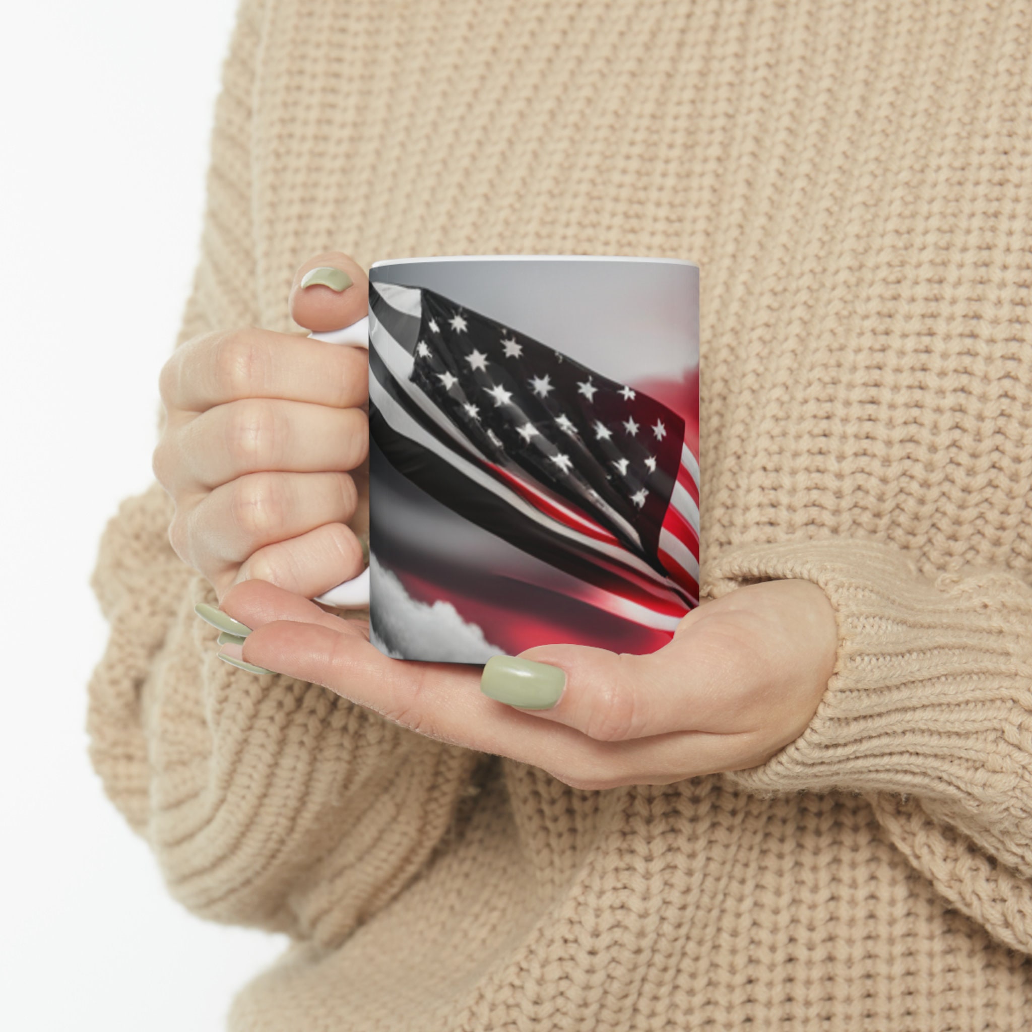 Thin Red Line American Flag Coffee Mug, 11oz- Fire Fighter Gift, Gift ...
