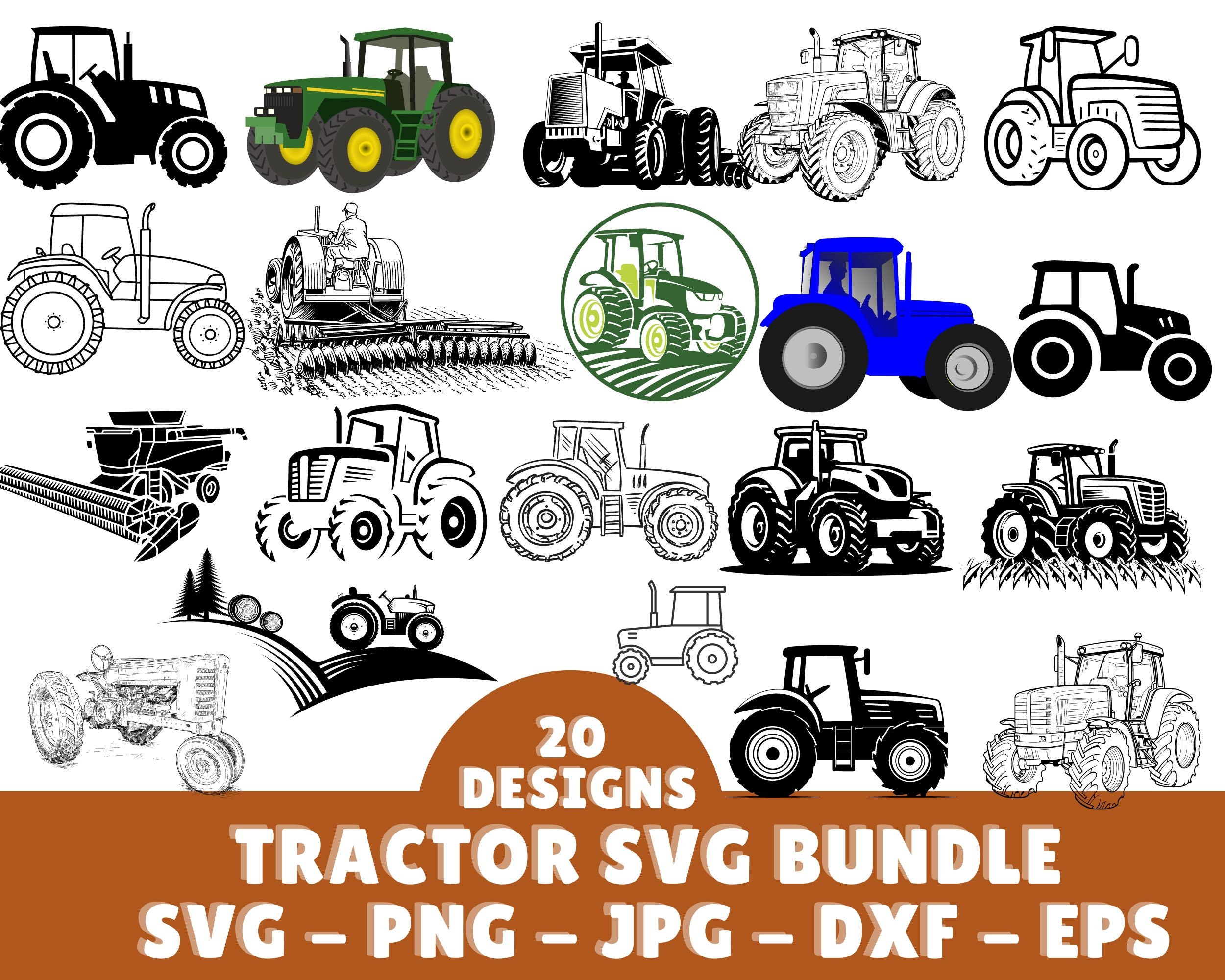 Tractor SVG Bundle, Tractor PNG Bundle, Tractor Clipart, Tractor SVG ...