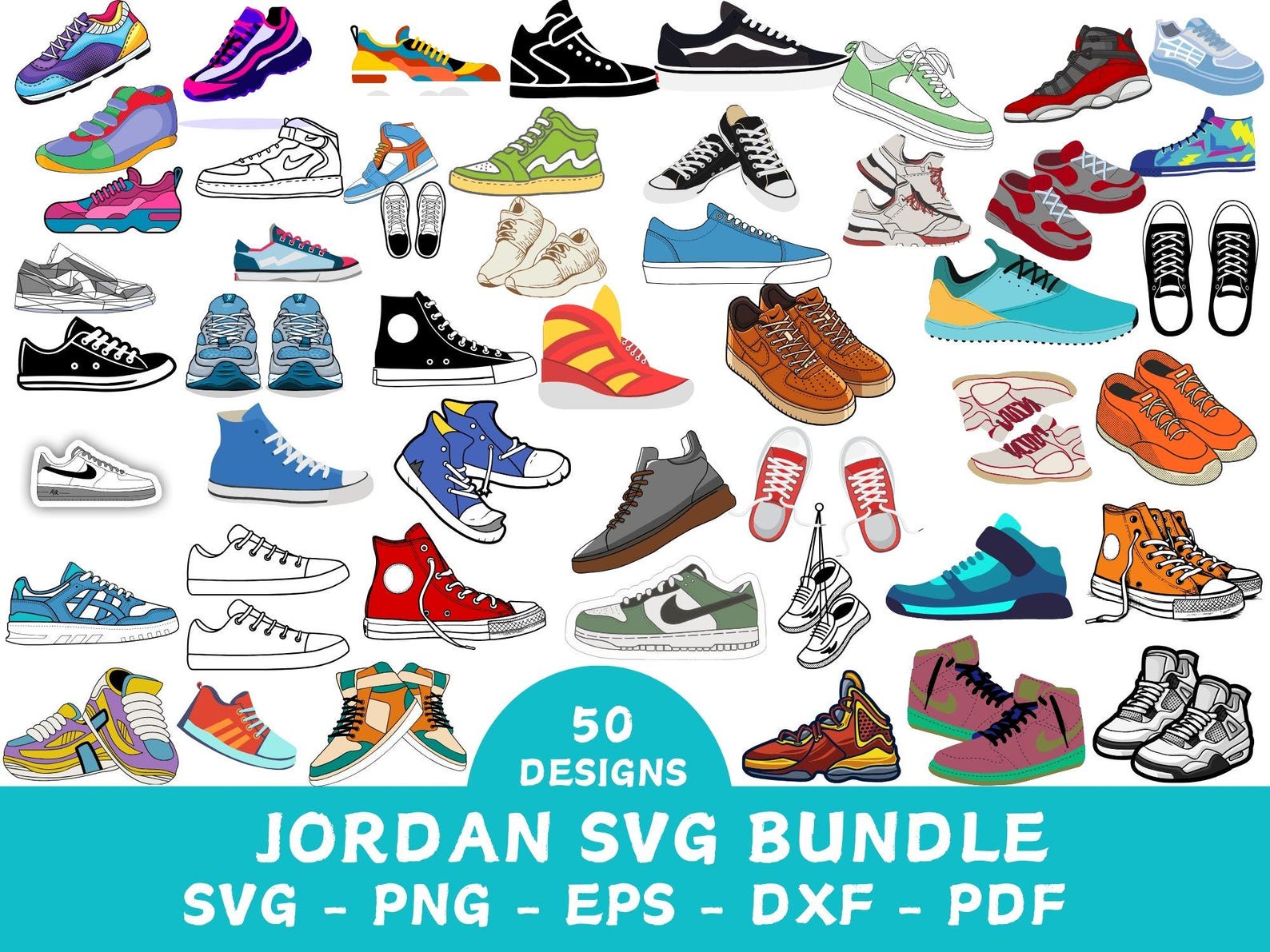Shoes SVG, Shoe Svg, Sneaker Clipart, Footwear Cut Files for Silhouette ...