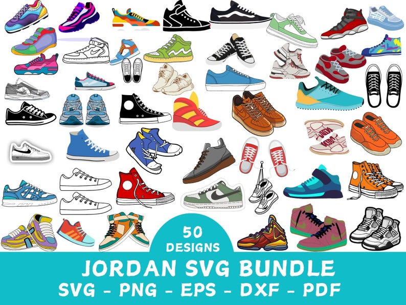 Shoes SVG, Shoe Svg, Sneaker Clipart, Footwear Cut Files for Silhouette ...