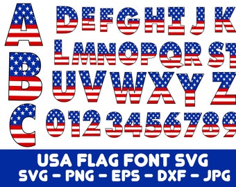 USA Flag Alphabet Svg, American Font Svg, American Flag Font Svg ...