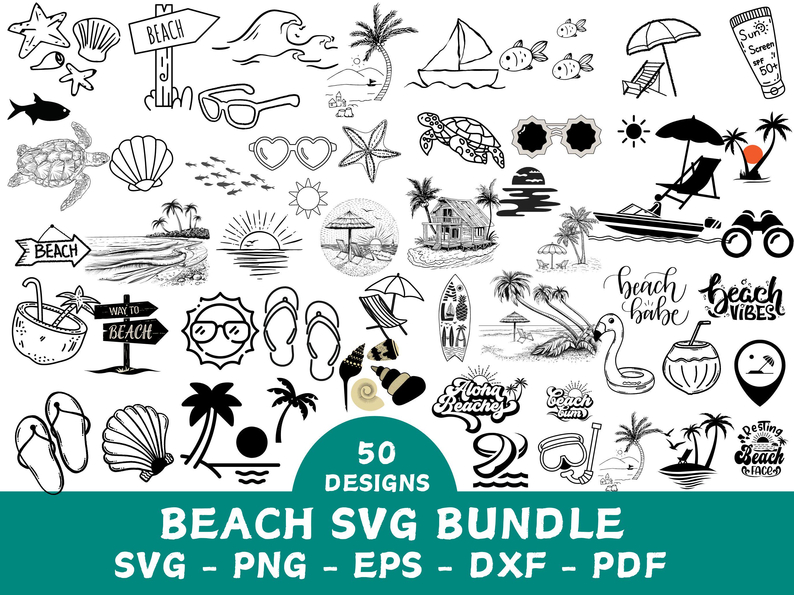 Beach Svg Bundle, Beach Clipart Svg Bundle, Summer Svg, Palm Tree Svg ...