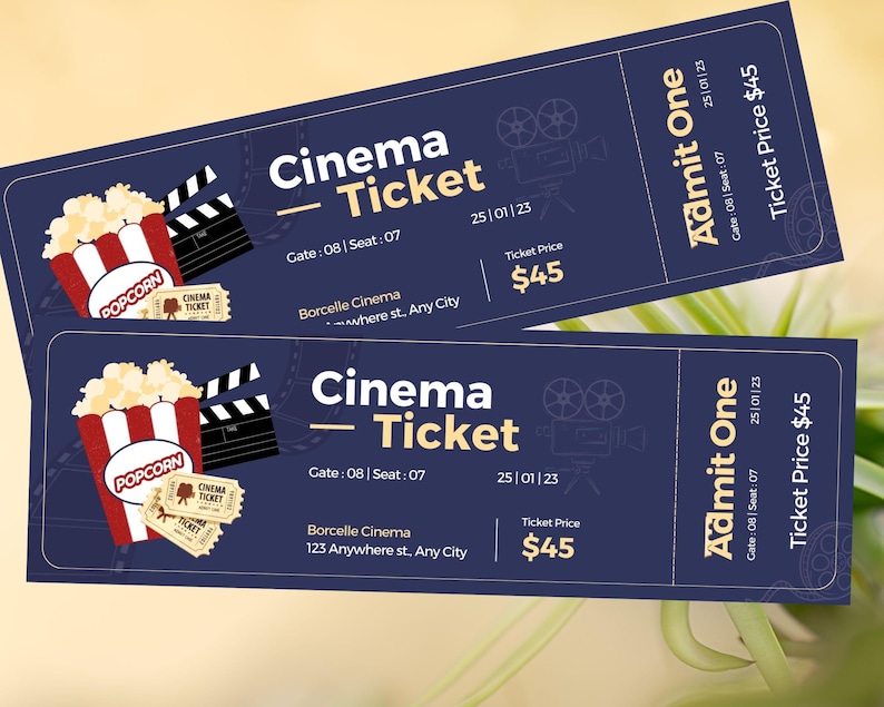 Movie Night Ticket,movie Ticket,movie Invitation,surprise Movie Night ...