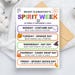 Editable Fall Spirit Week Flyer Template, School Spirit Schedule, Canva ...