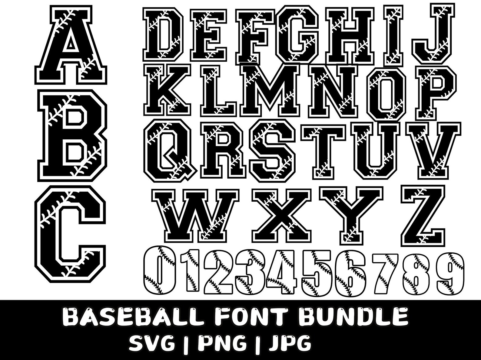 Baseball Font Svg Baseball Svg Bundle Baseball Font Baseball Alphabet ...