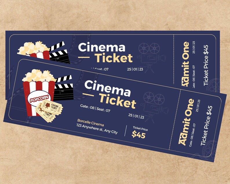 Movie Night Ticket,movie Ticket,movie Invitation,surprise Movie Night ...