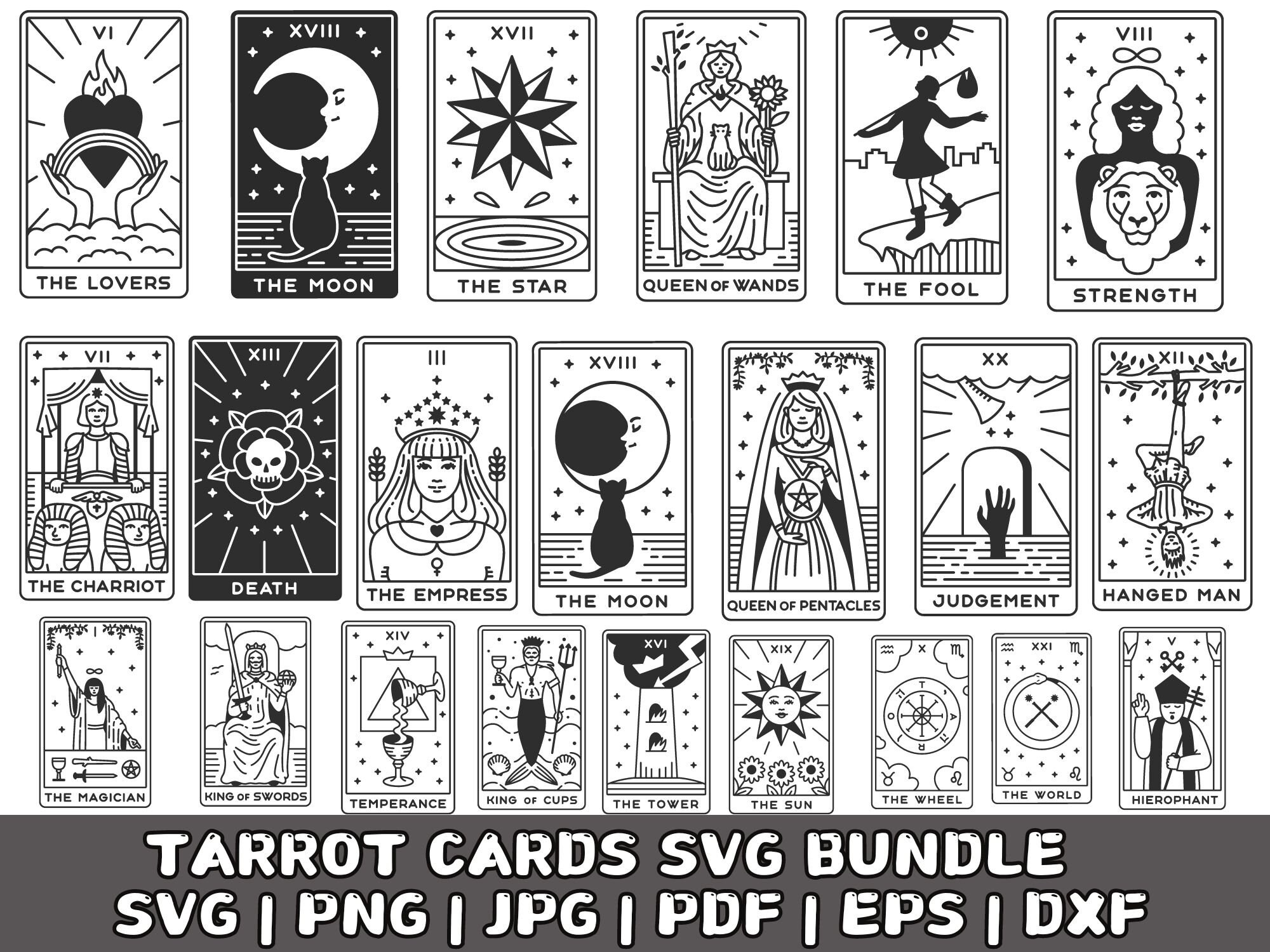 Tarot Cards Svg, Witch Tarot Svg, Major Arcana Svg, Celestial Tarot Svg ...
