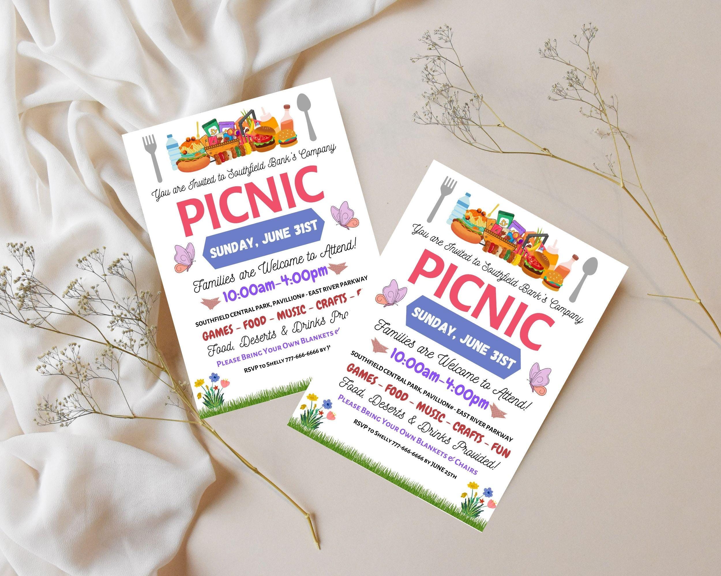 Company Picnic Flyer Editable Template, Work Appreciation Party, Canva ...