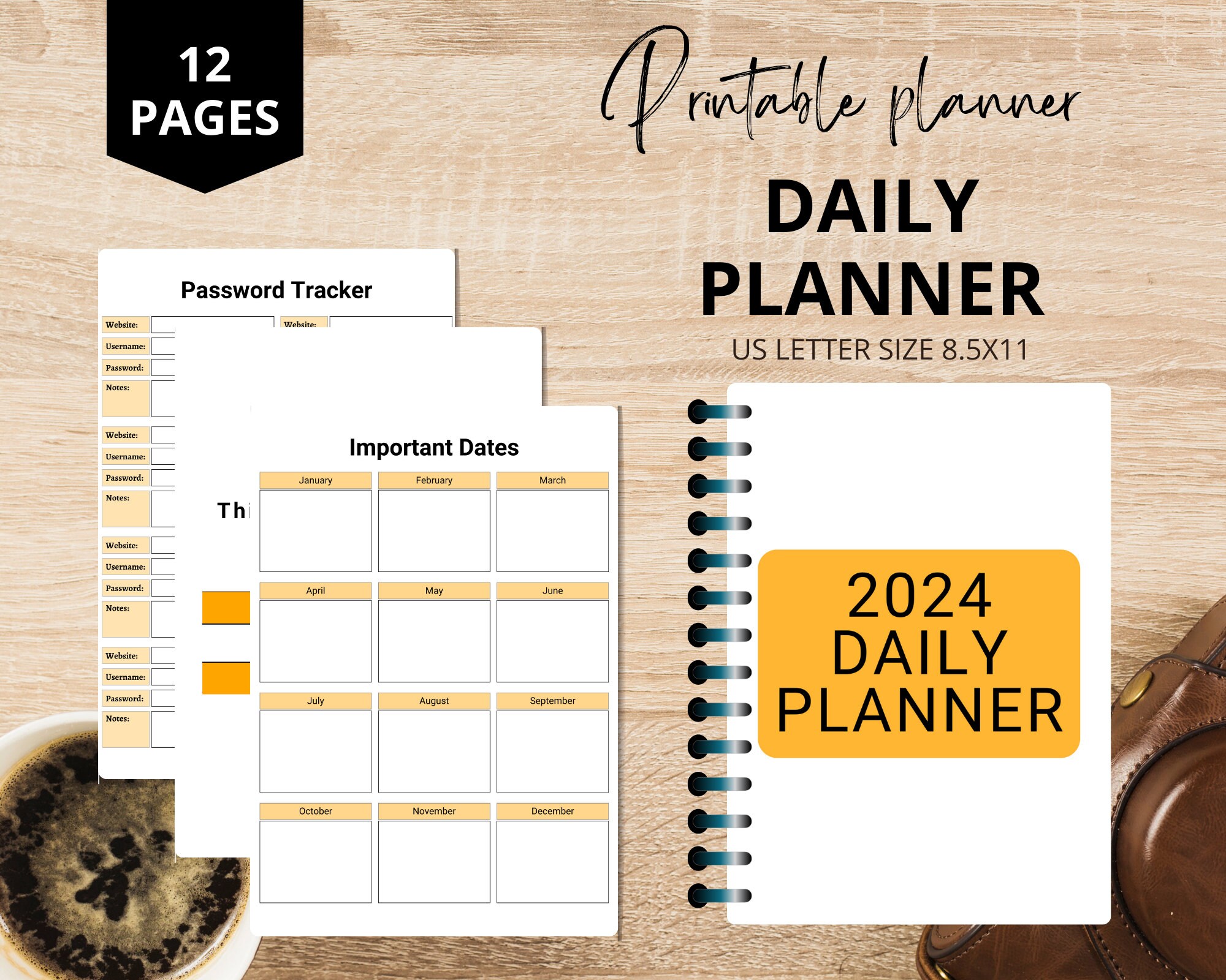 PRINTABLE DAILY PLANNER Printable Productivity Day Planner for Work ...