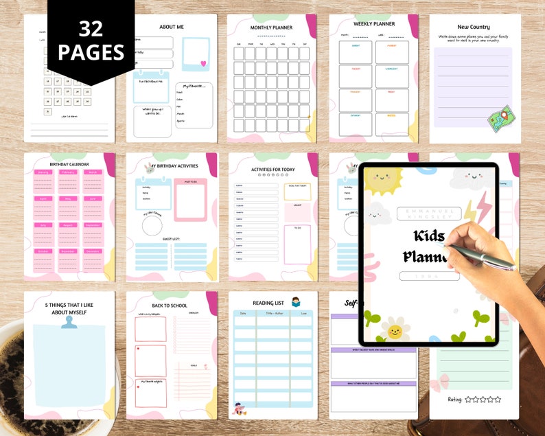 Kids Planner, Printable Kids Daily Planner, Daily Journal for Kids, 32 ...