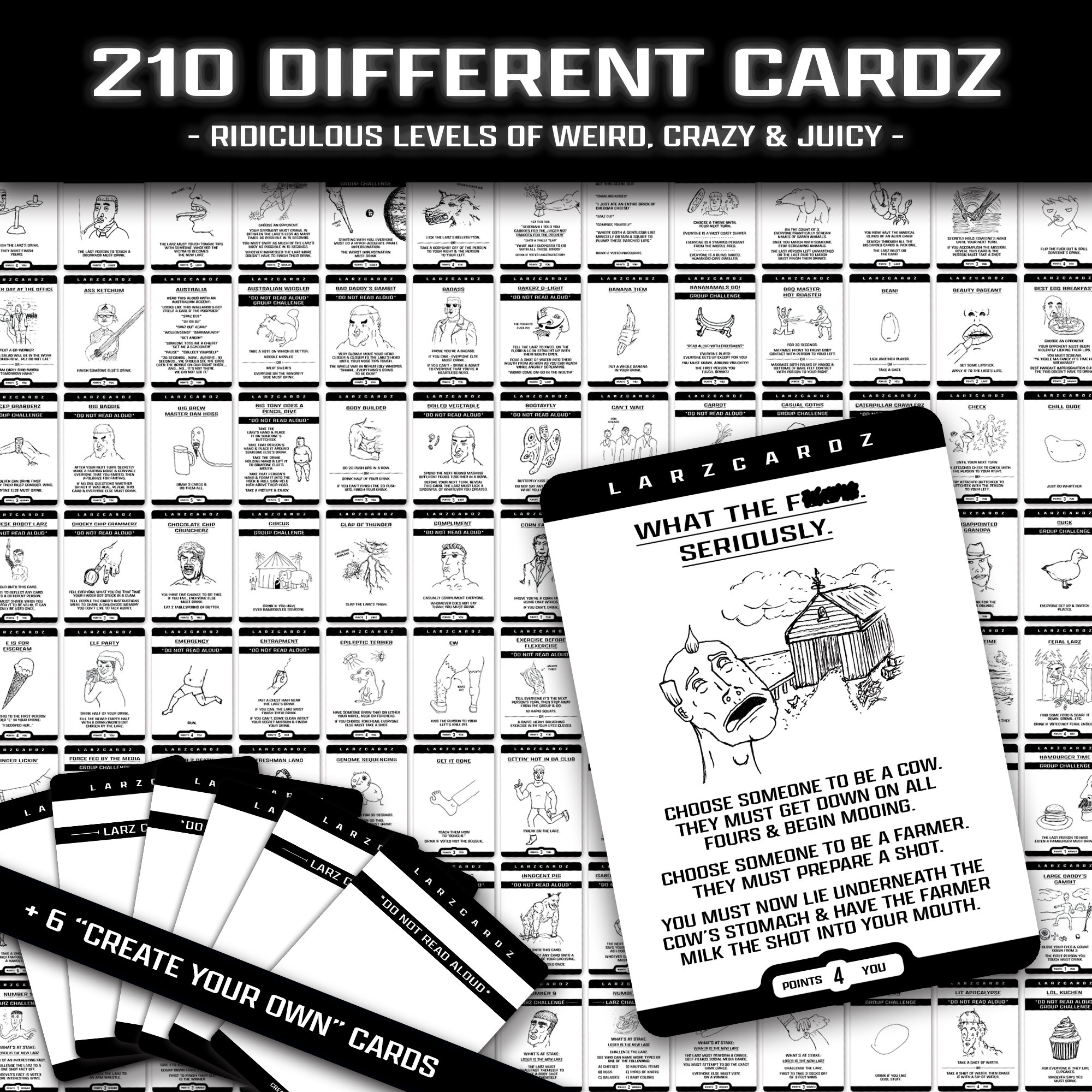 Larzcardz Weird Funny Drinking Game for Adults 216 Fun Dare & Challenge ...