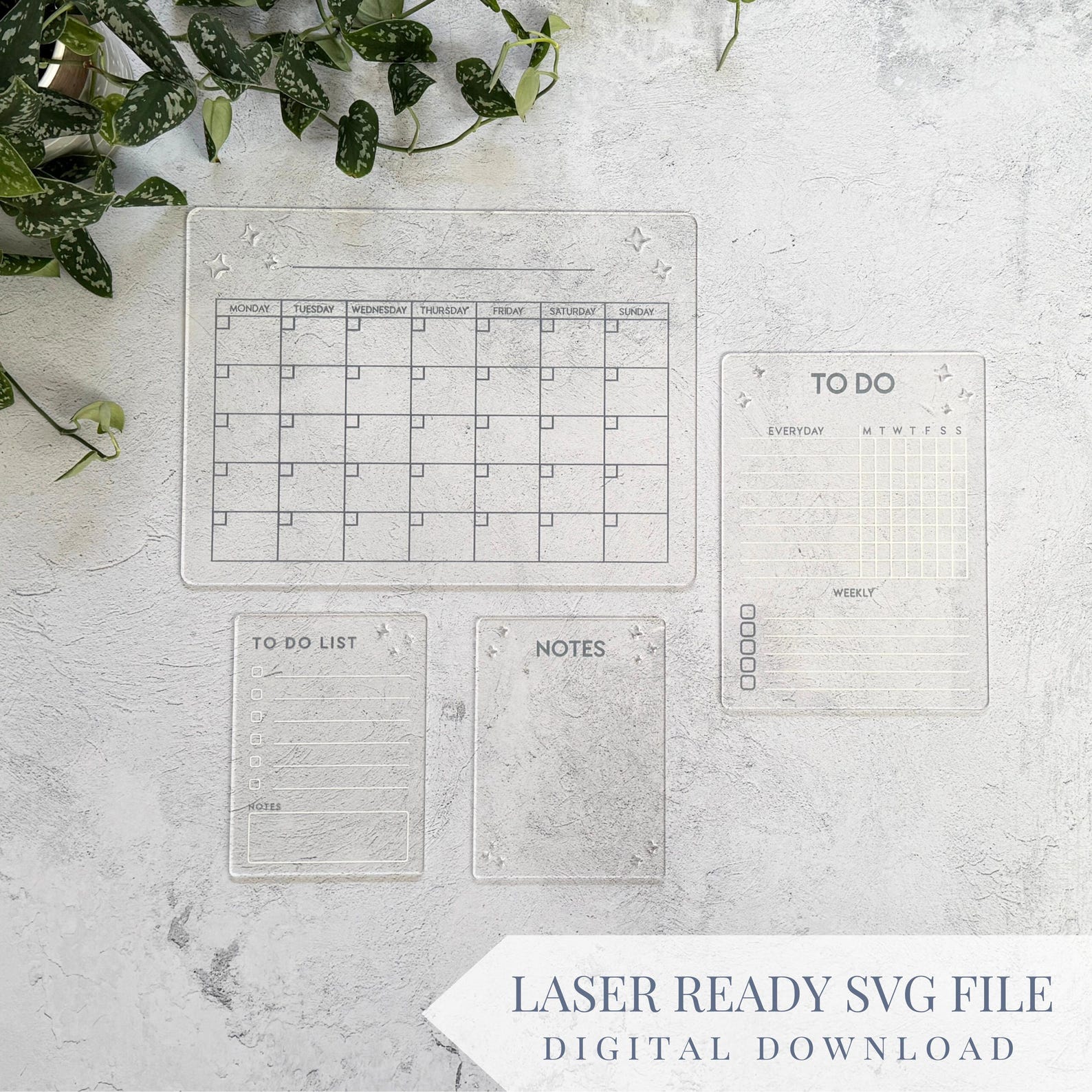SVG - Acrylic Dry Erase Planner Bundle | Calendar, to Do Lists, Chore ...
