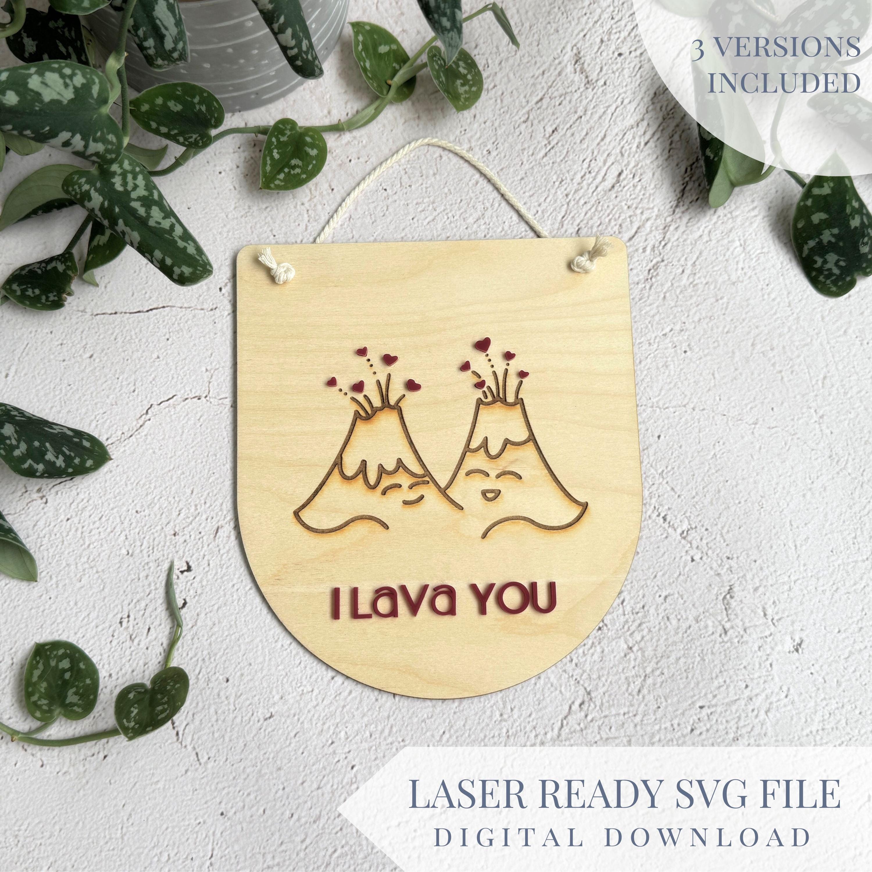 SVG - Lava You Pennant Banner | Cute Volcano Line Drawing | Engrave and ...