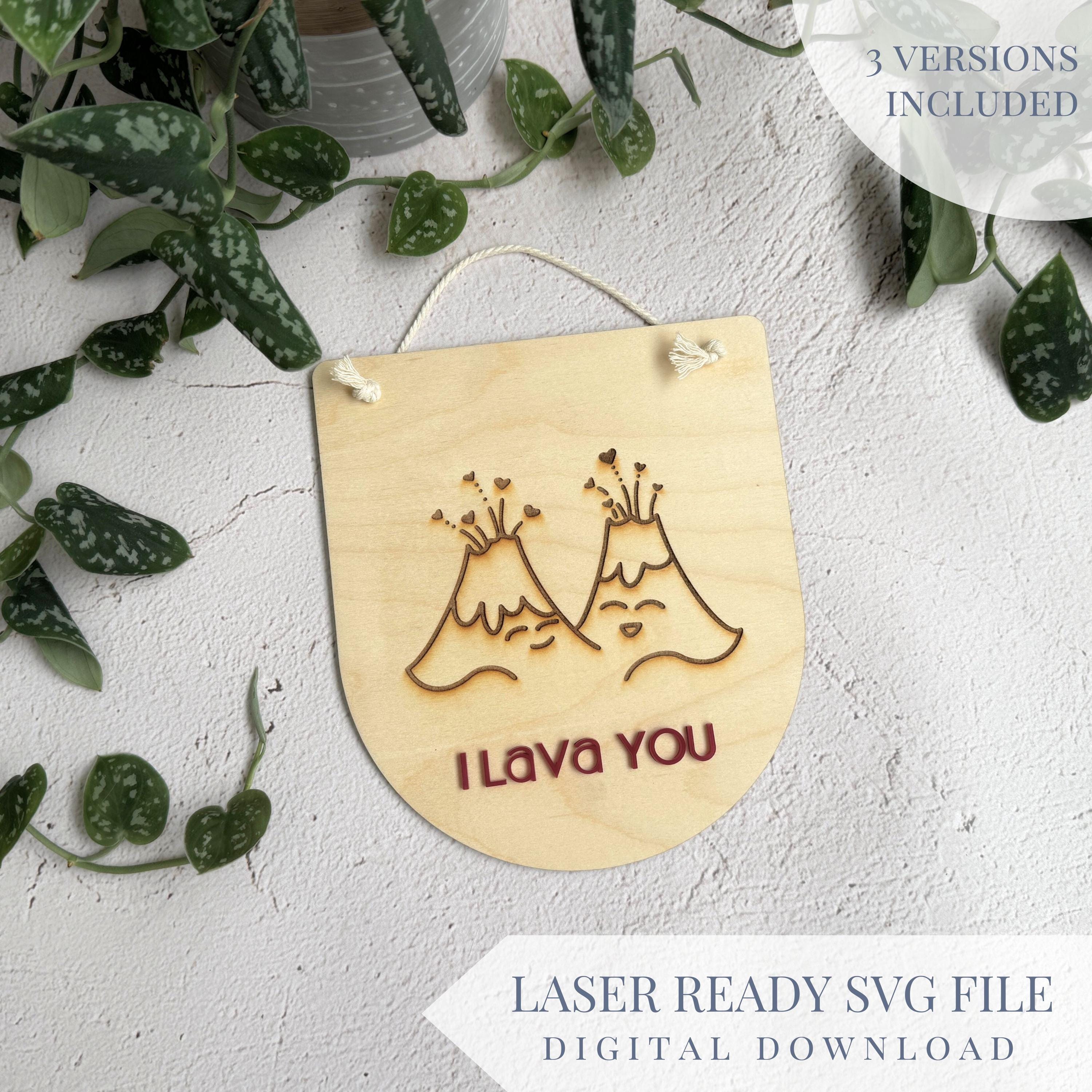SVG - Lava You Pennant Banner | Cute Volcano Line Drawing | Engrave and ...