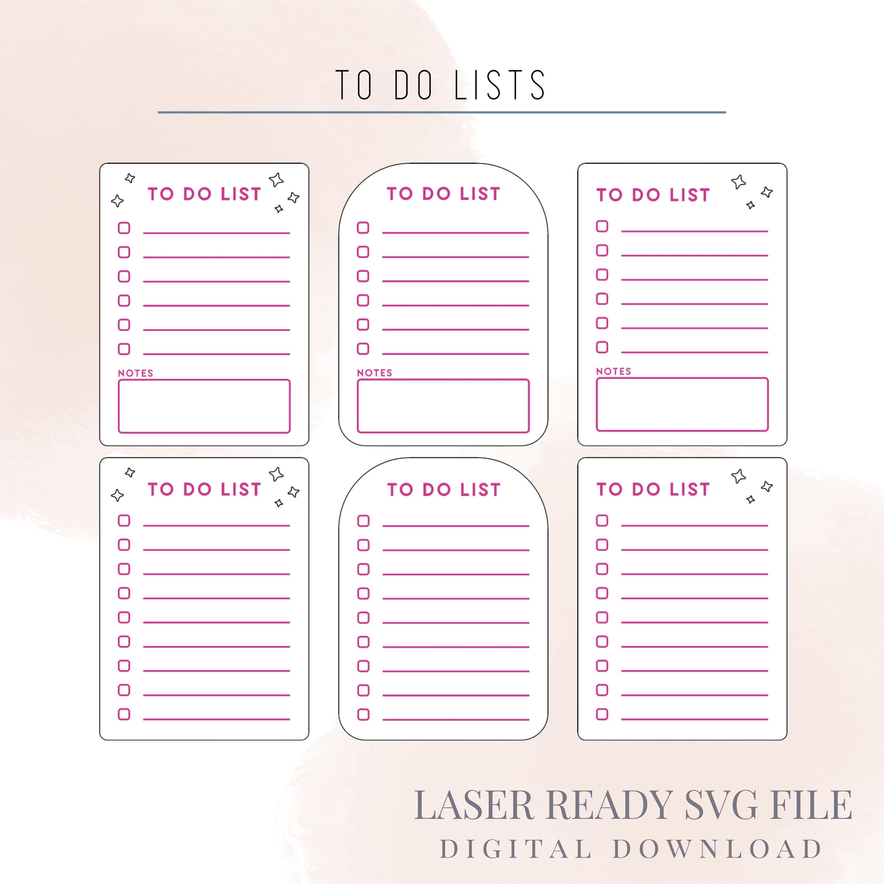 SVG - Acrylic Dry Erase to Do Lists | Chore and Tasks Chart | Note Pad ...
