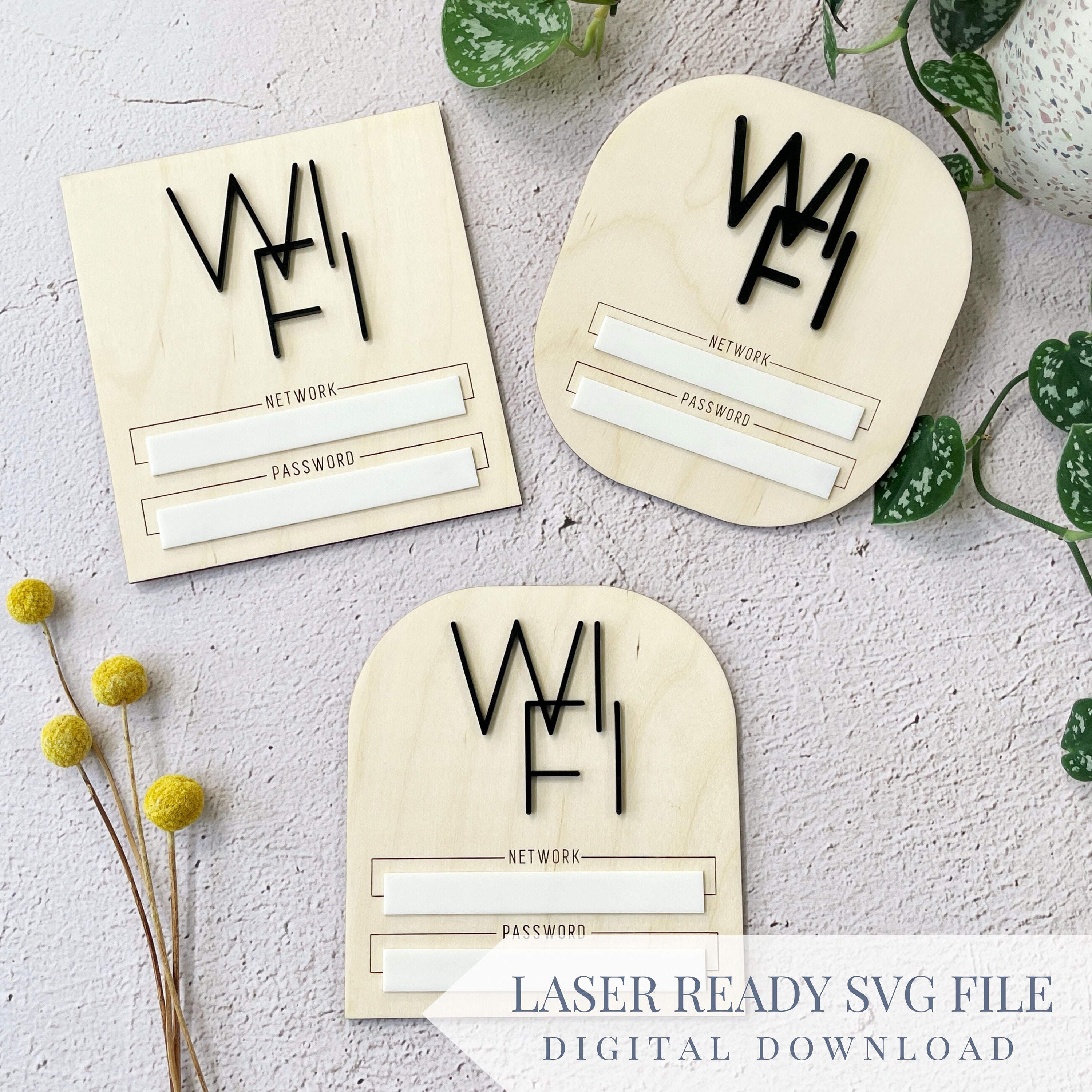 SVG - Wifi Board Bundle 3D and Engraved | Internet Sign | Wifi Password ...