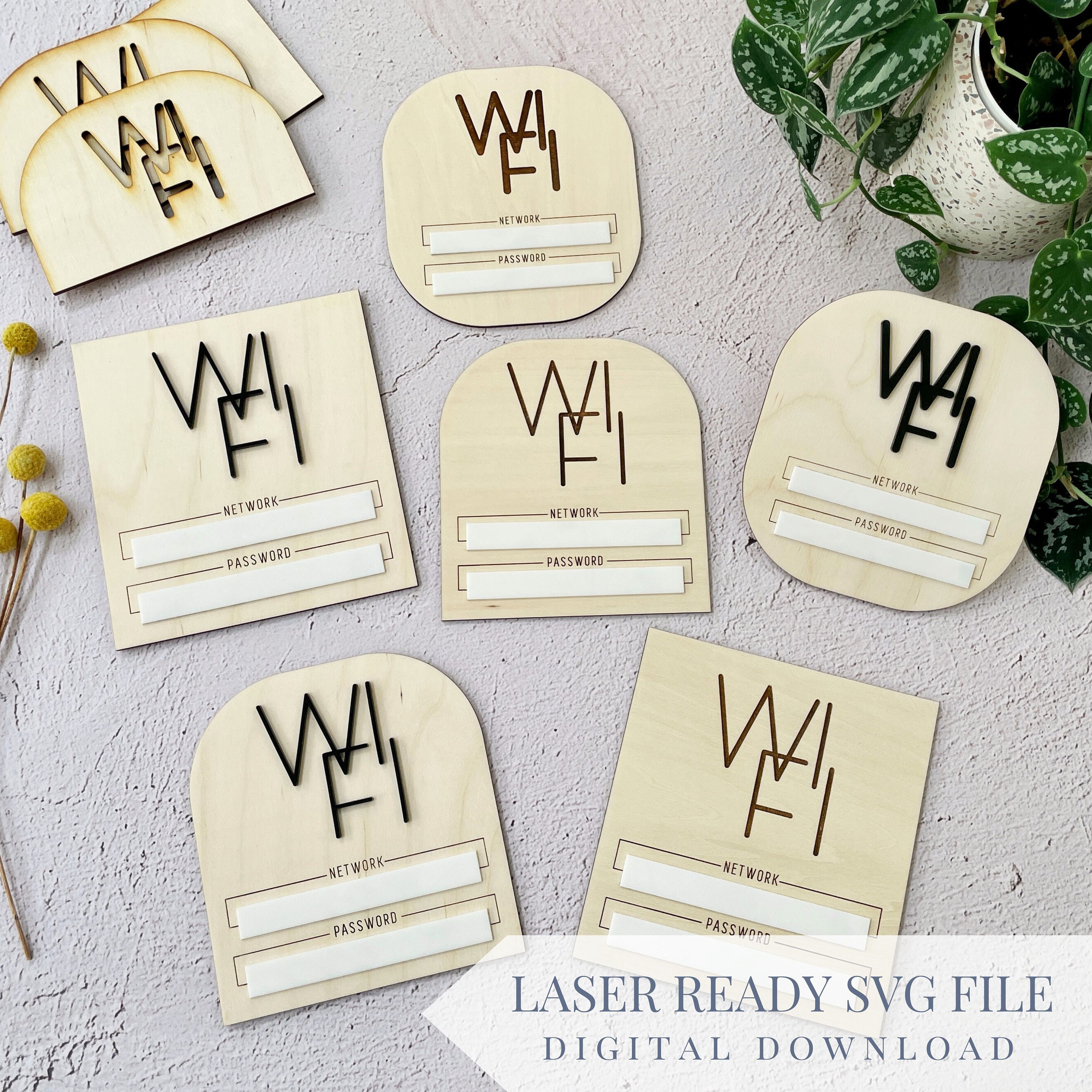 SVG - Wifi Board Bundle 3D and Engraved | Internet Sign | Wifi Password ...