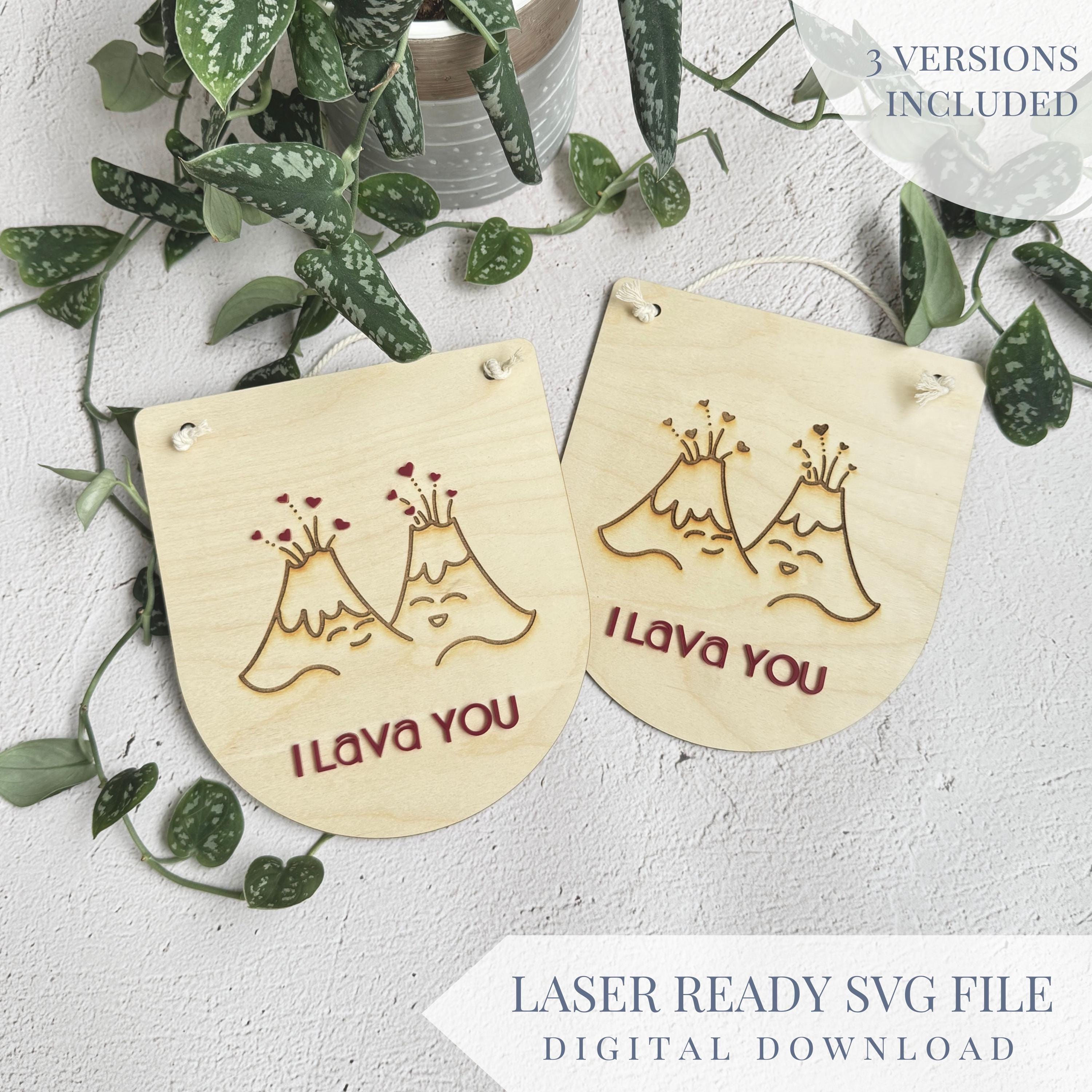 SVG - Lava You Pennant Banner | Cute Volcano Line Drawing | Engrave and ...