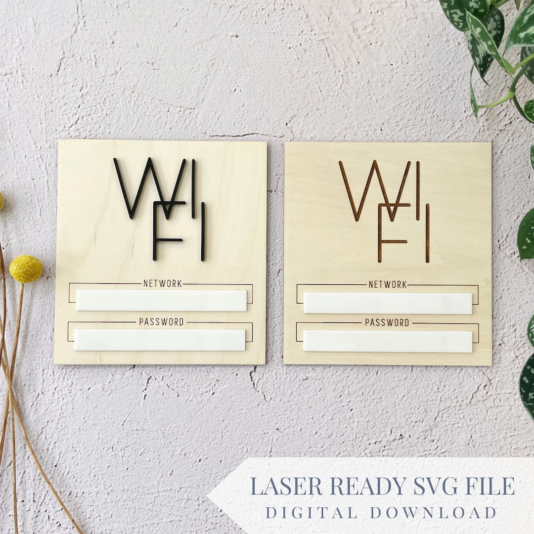 SVG - Wifi Board Rectangle 3D and Engraved | Internet Sign | Wifi ...