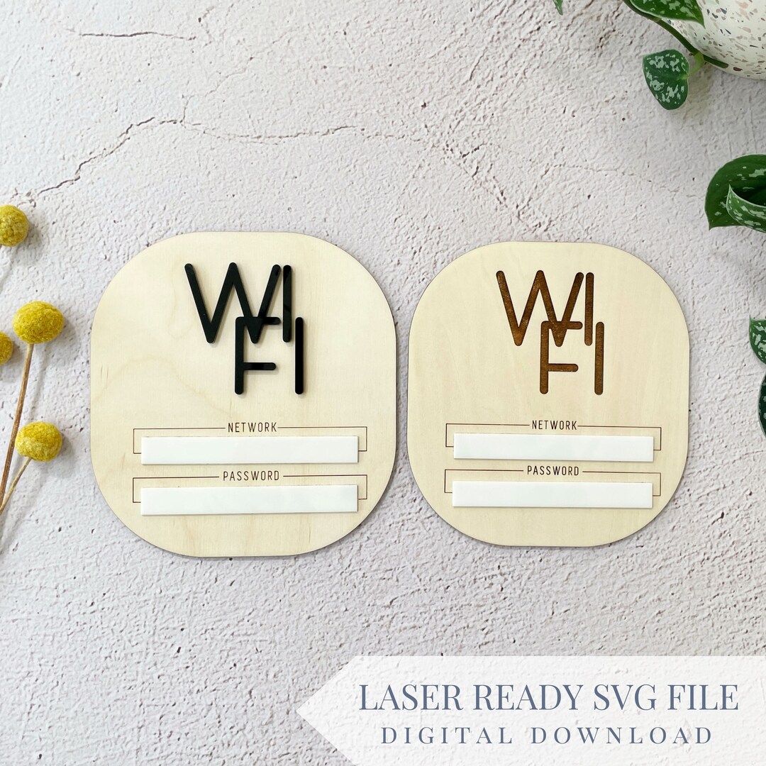 SVG - Wifi Board Rounded 3D and Engraved| Internet Sign | Wifi Password ...