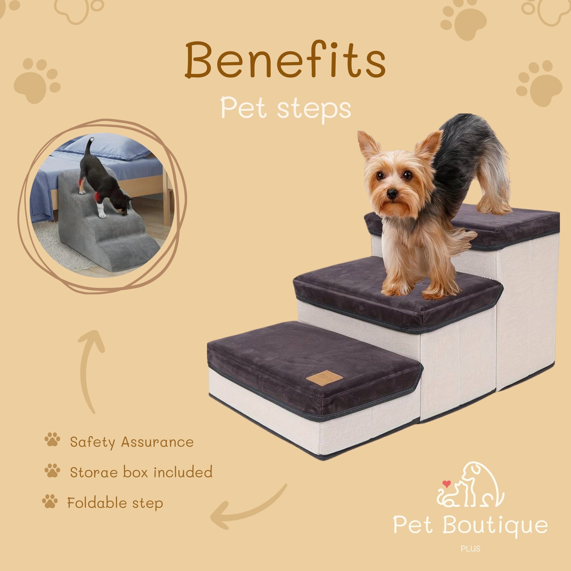 Dog Steps, Dog Step for Beds, Pet Ramp, Pet Steps, Wooden Dog Stairs ...