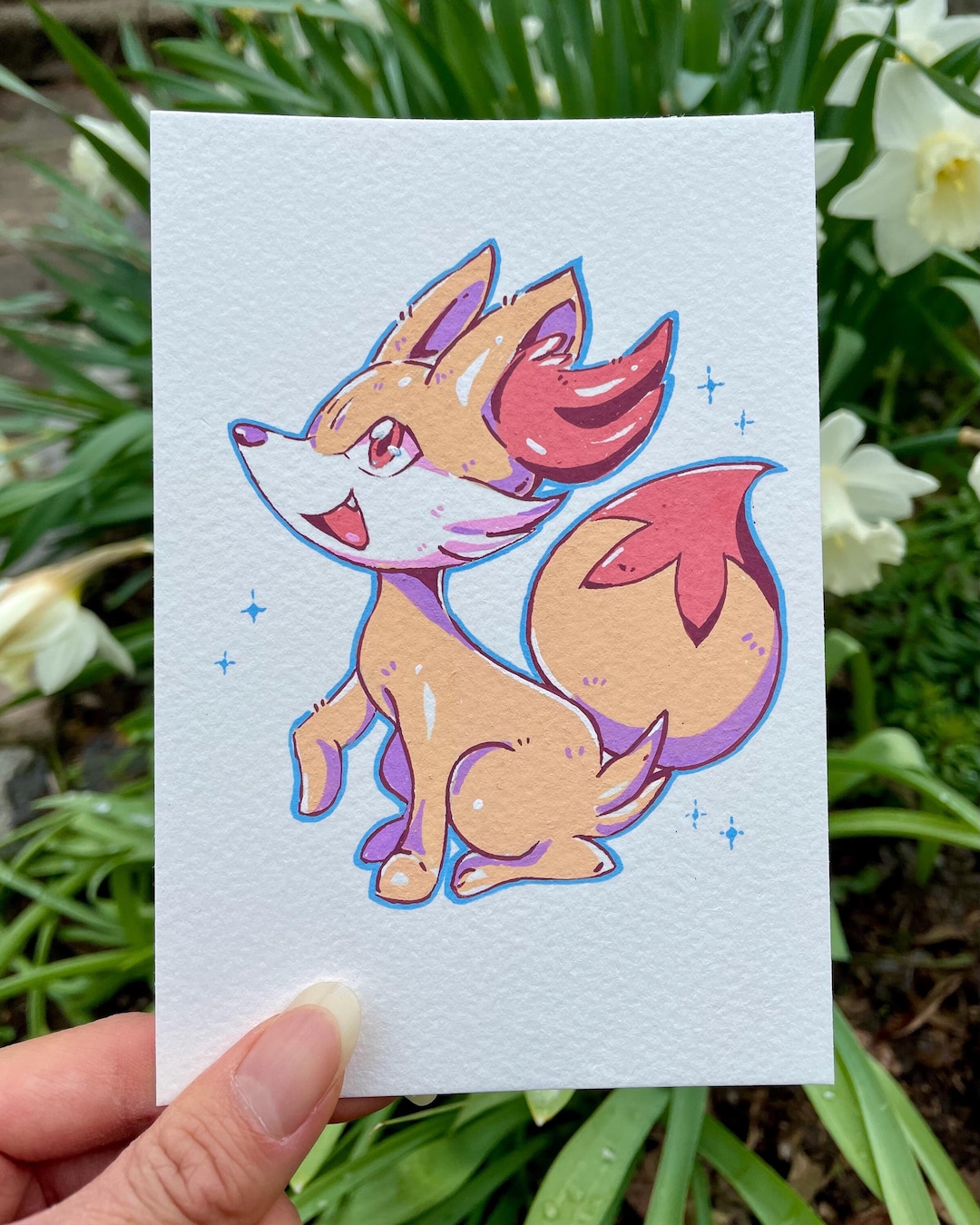 Fennekin Art, Pokemon Drawing, Traditional Art in Acrylic, Posca ...