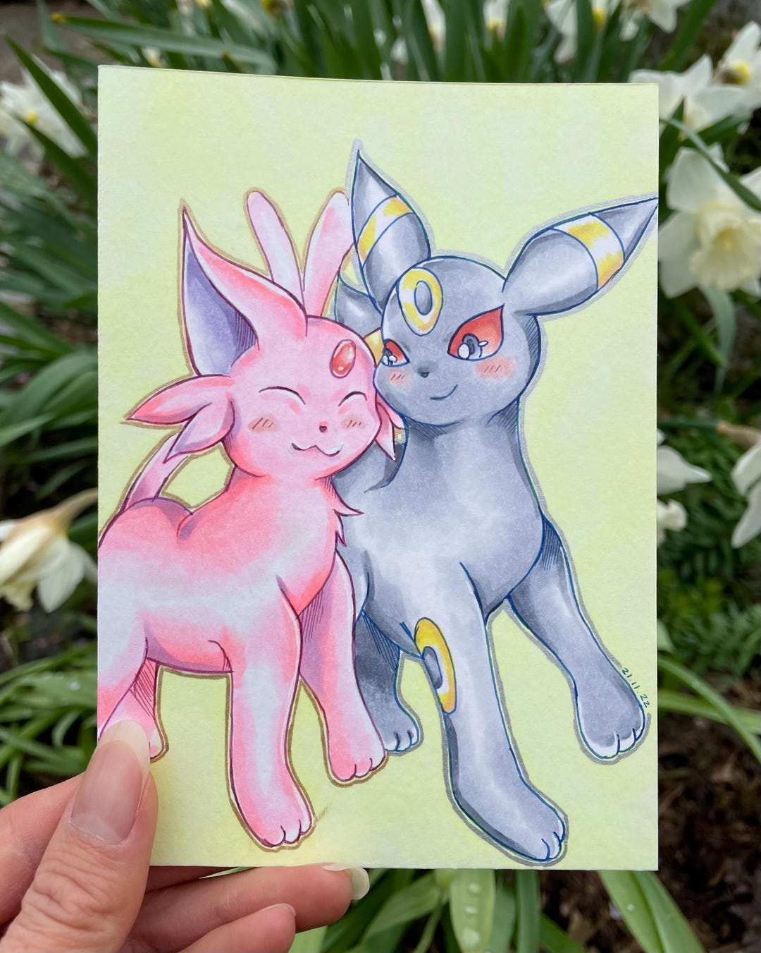 Eeveelutions, Umbreon and Espeon Art, Pokemon Artwork, Cute Pastel ...