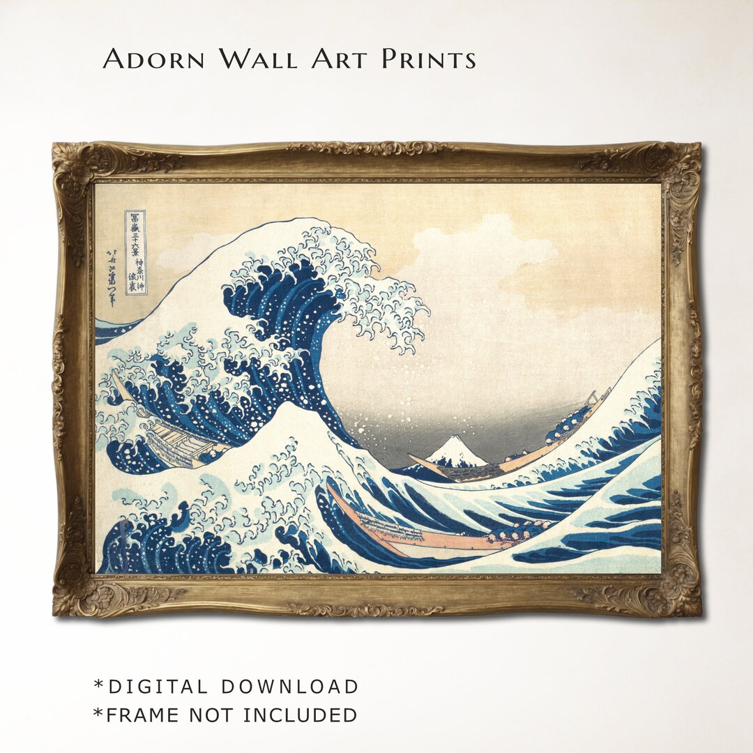 Hokusai Great Wave Poster Mount Fuji Art Woodblock Print Japanese Ukiyo ...